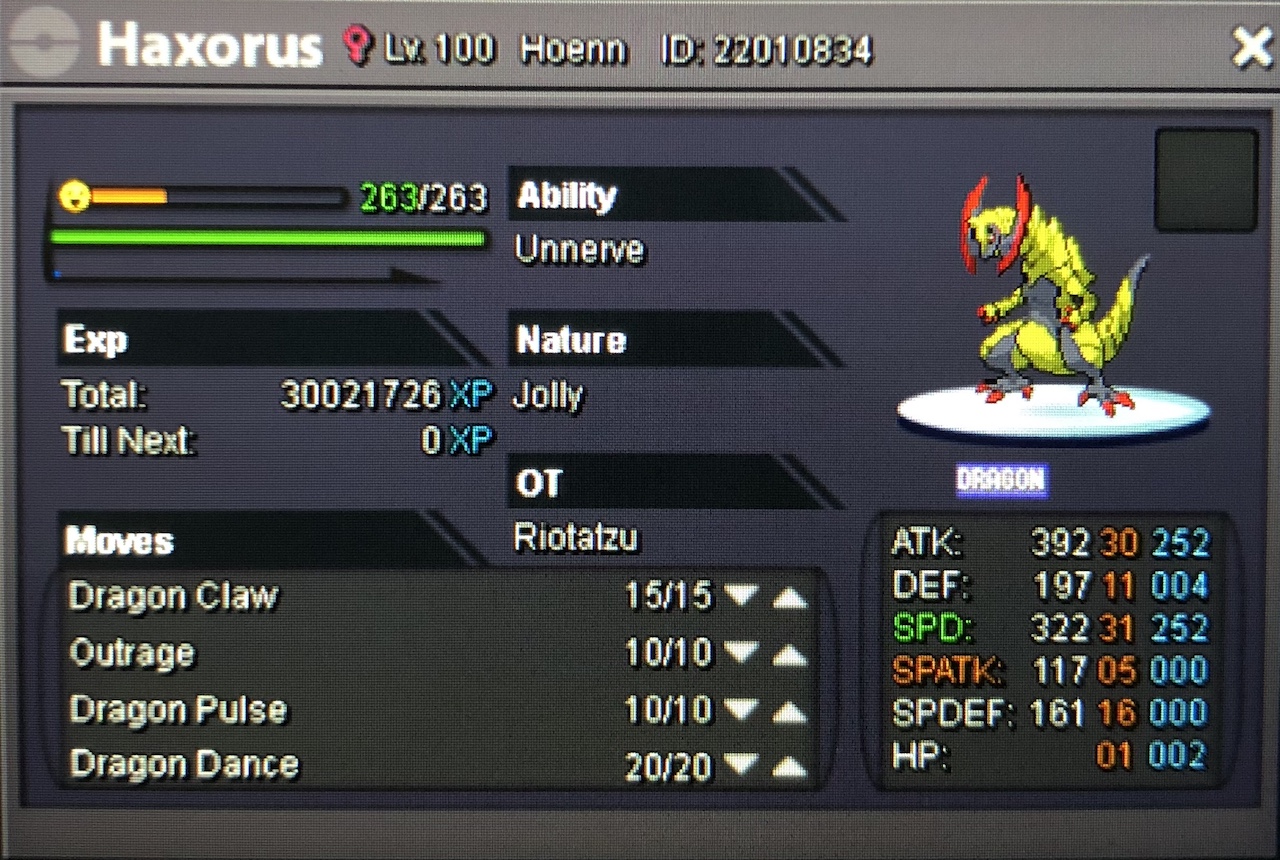 WTS Haxorus atk/speed 30/31 jolly nature - Selling Pokémon - Gold ...